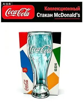 Стакан Coca-Cola 370 мл, светло-серый, стекло, 1 шт, коллекционный, McDonald's