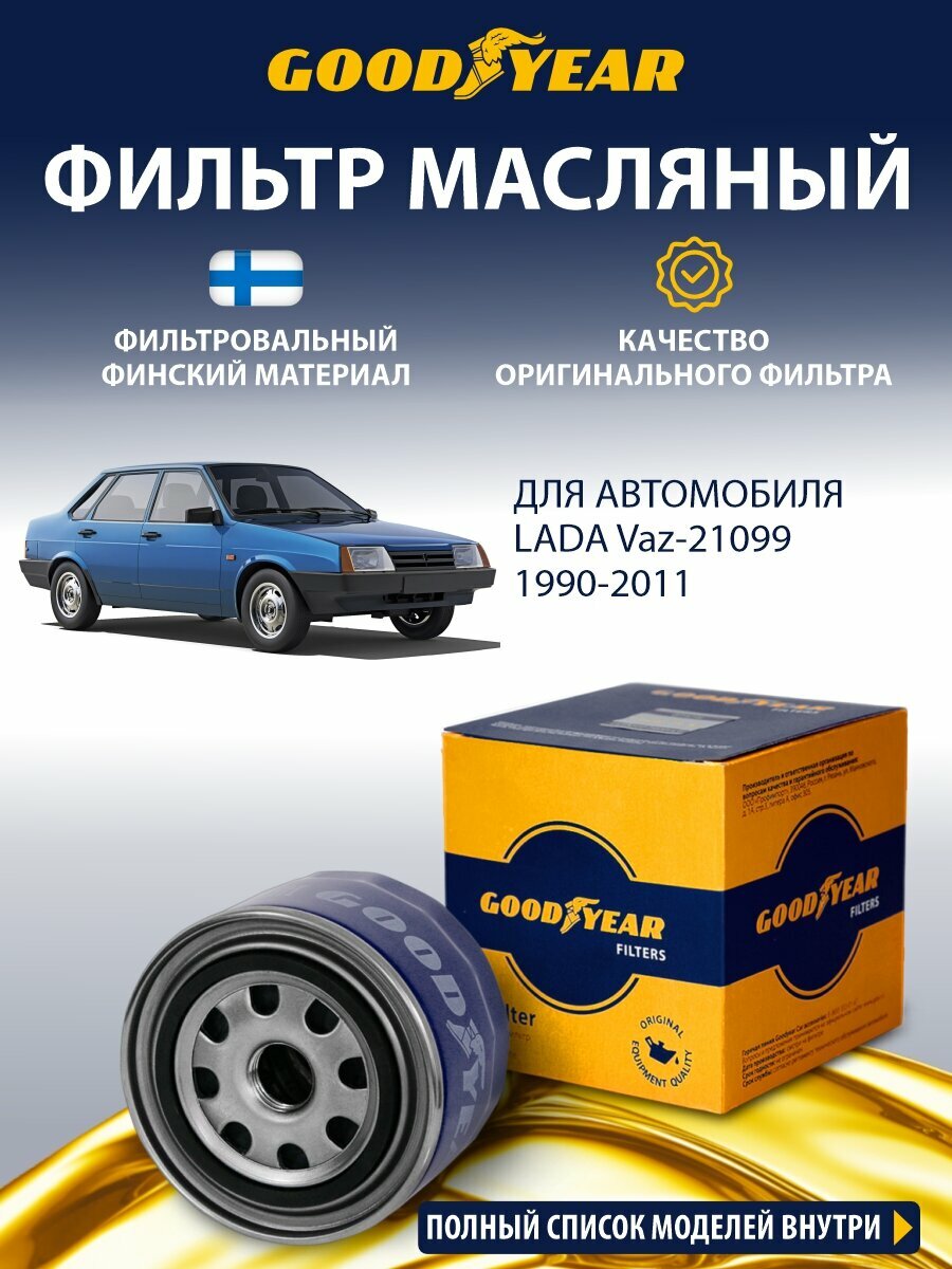 Фильтр масляный автомобильный для LADA ВАЗ 21099 инжекторный, карбюраторный 1990-2011