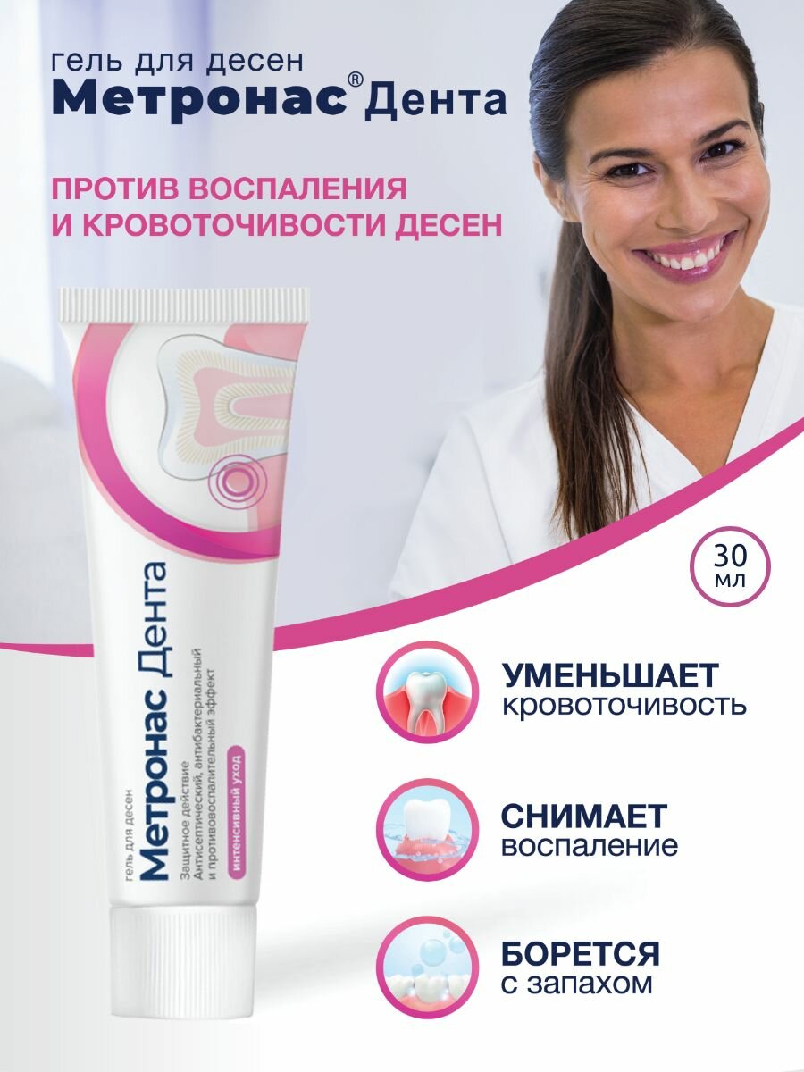 Метронас Дента гель для десен / Антисептическое средство для десен, 30 мл