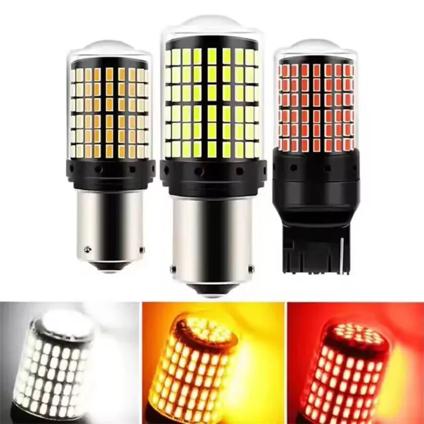 2 шт. светодиодные лампы 1156 BA15S P21W BAU15S PY21W T20 7440 W21W 3157 1157 P21/5W W21/5W, 144 SMD, 95% CanBus, для указателей поворота