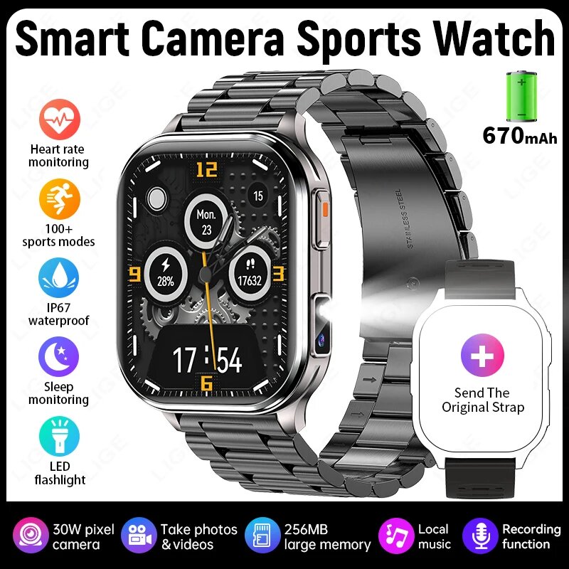 Smart Watch с камерой 30W, 670mAh, черный