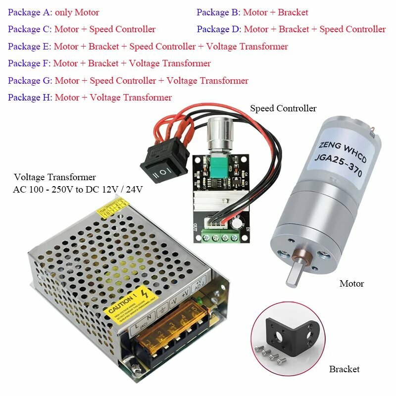 Двигатель постоянного тока 24V, 77RPM, Package F