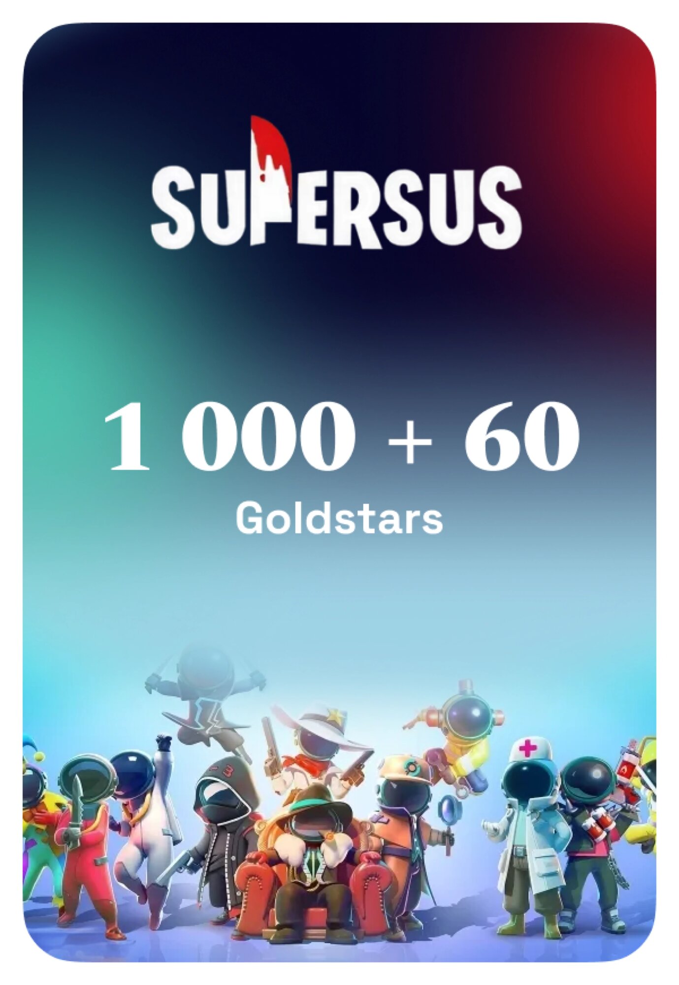Игровая валюта Super Sus - Global 1000 золотых звёзд + 60 бонусных (Android, Windows; Android, Windows; Все регионы)