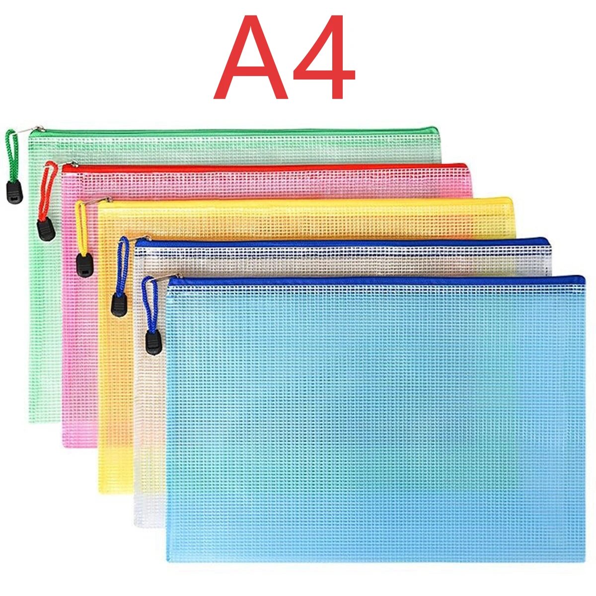 Папки-конверты Haile сетчатые с молнией А4/А5/А6 5 Pcs - A4