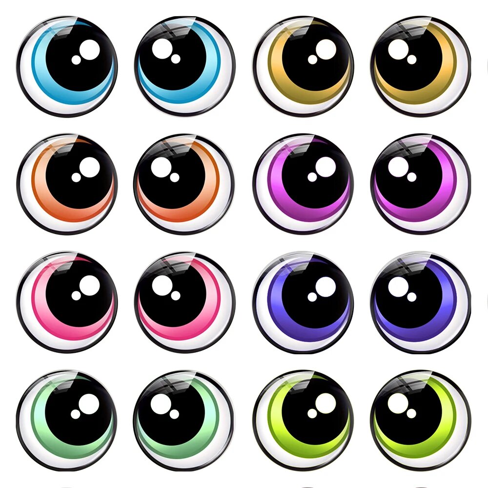 Кабошоны для рукоделия Vrrnbeu стеклянные мультяшные 22mm--5pairs, Random mix-pairs