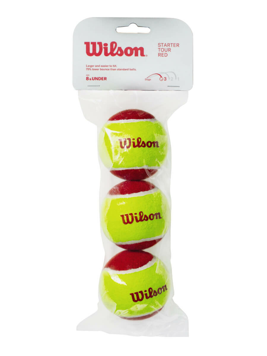 Мячи для тенниса детские Wilson Red Starter в пакете 3 мяча, фетр