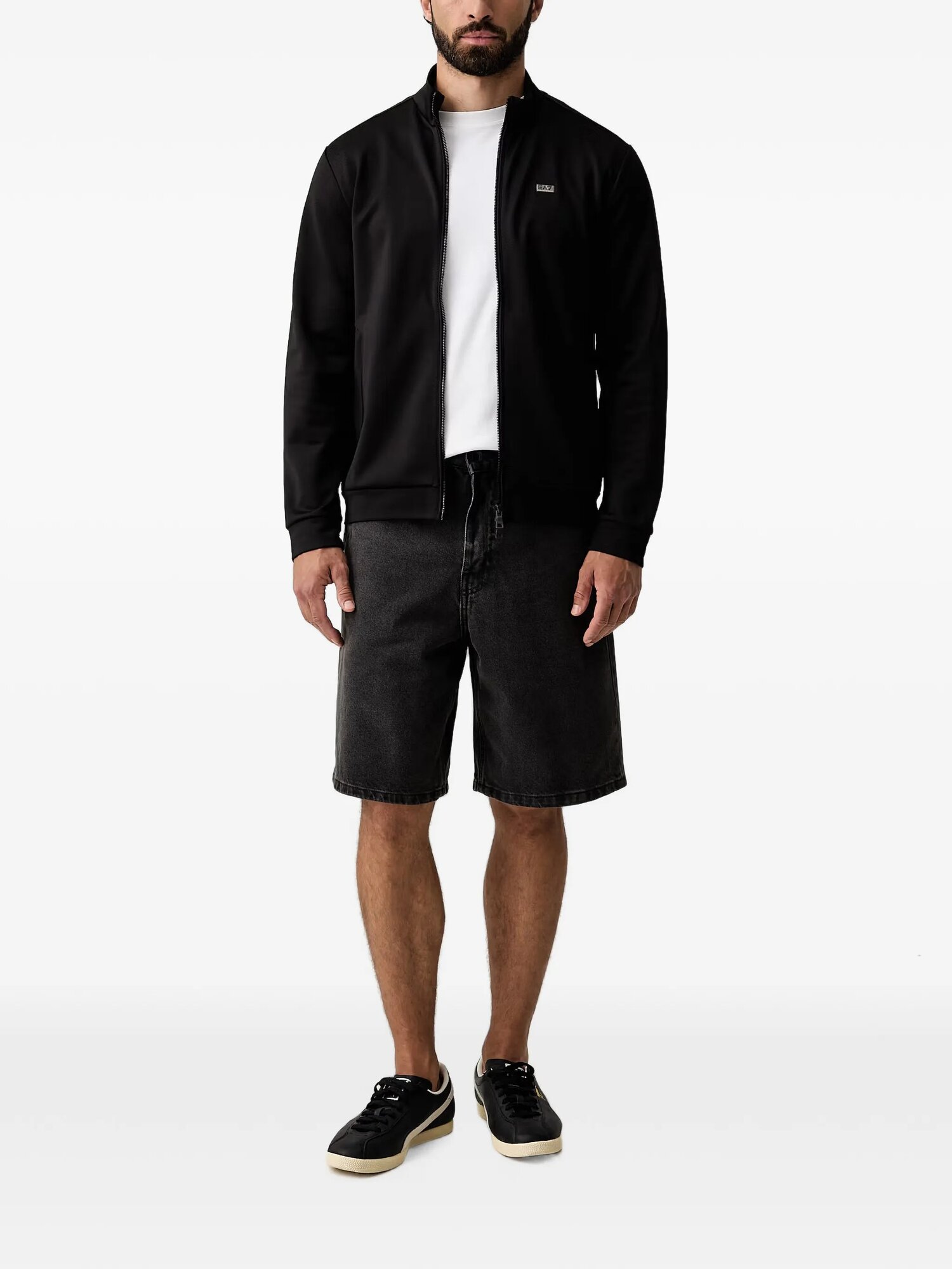 Свитер EA7 EMPORIO ARMANI Logo-plaque zip-up sweater, размер 46, , черный — фото 1