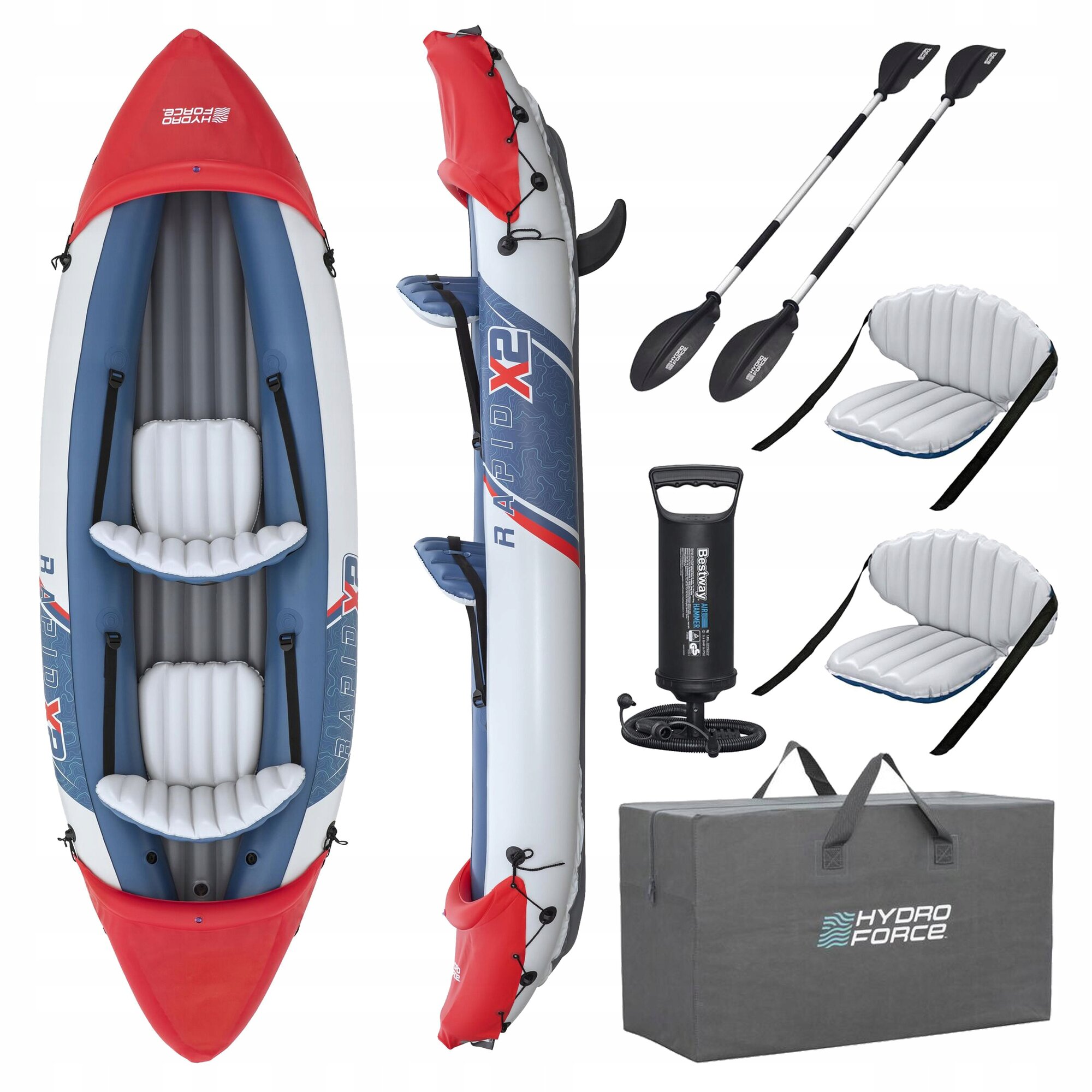 Bestway Байдарка Lite-Rapid X2 Kayak, 2 местная, вёсла 218 см, до 160 кг, 321 х 88 х 48 см, 65077 Bestway
