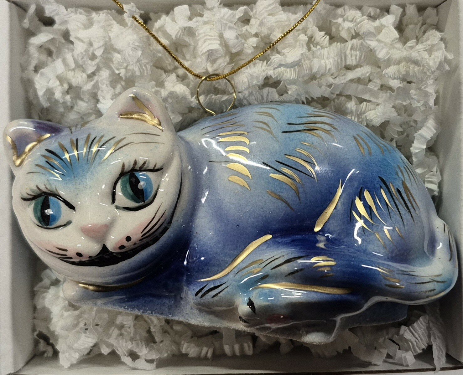 Елочная игрушка Чеширский кот, фарфор
