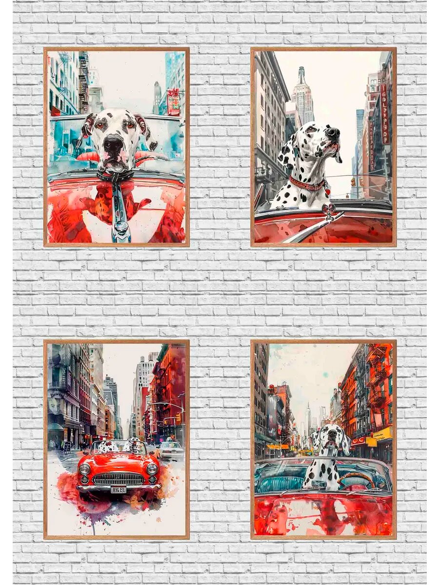 Собака-миллиардер-далматинец, 4 Плаката, 30x21см
