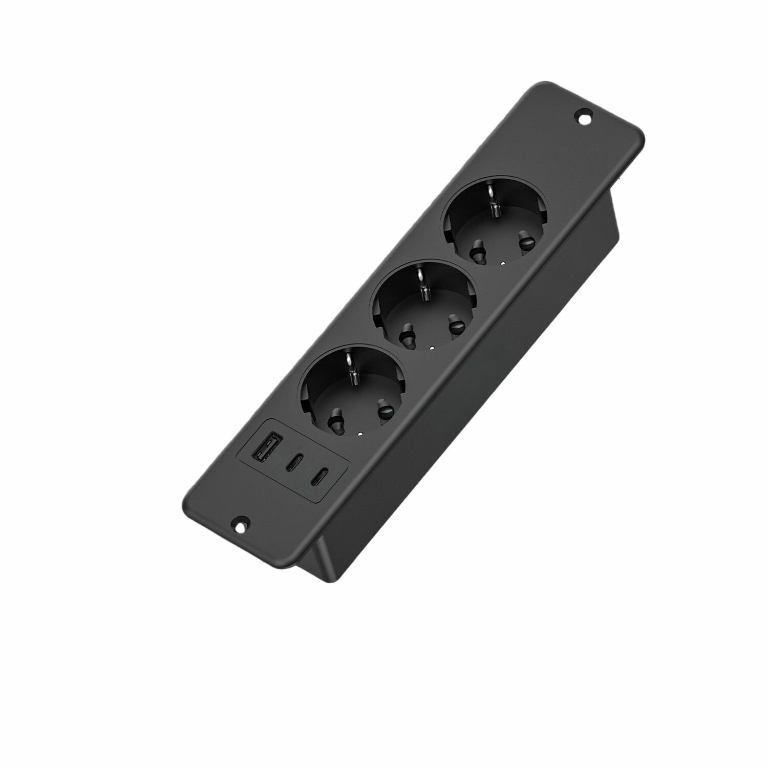 Встраиваемая розетка с USB, черная, 3 евро-розетки, для стола и мебели, встраиваемый блок питания
