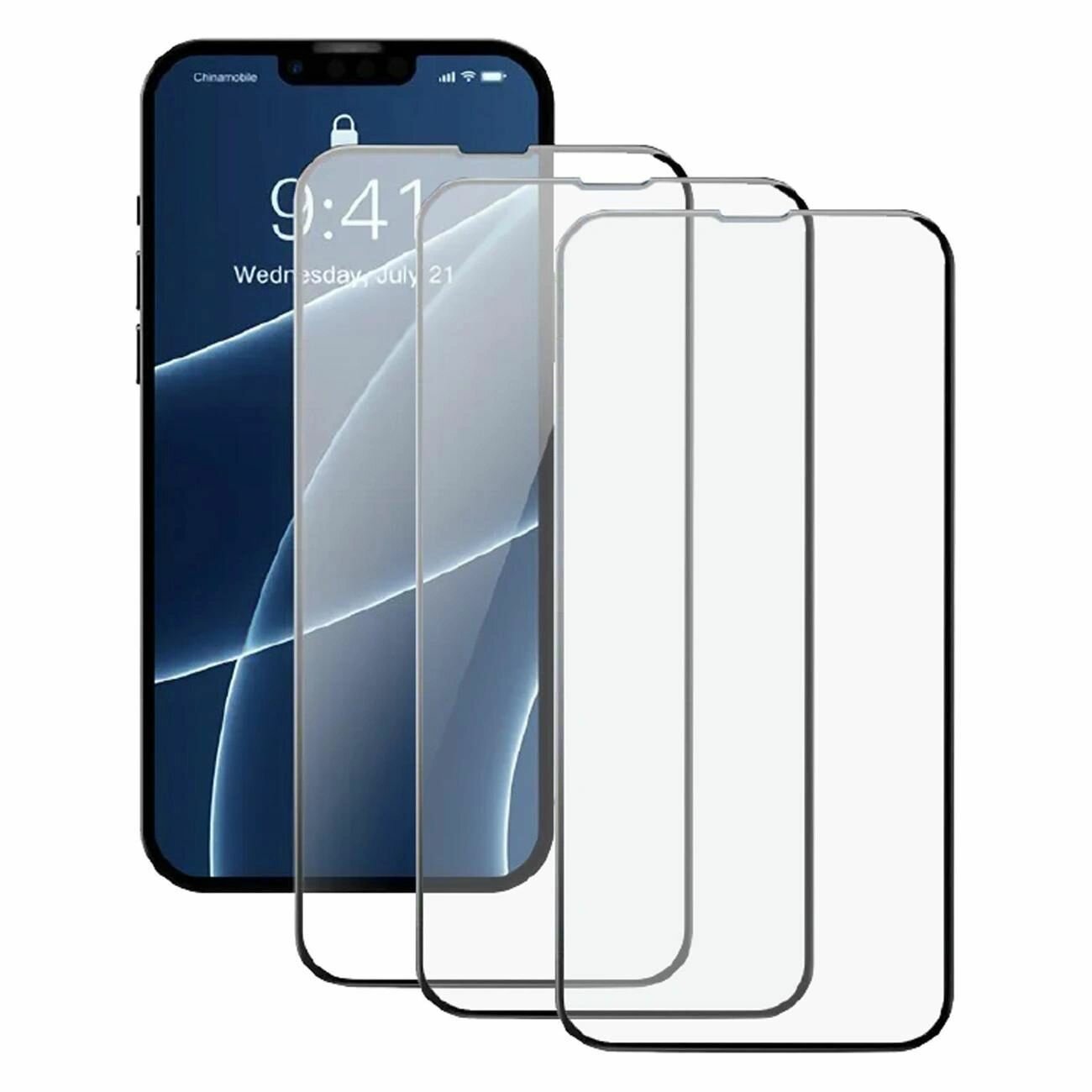Защитное стекло для смартфона, телефона Perfeo для Apple iPhone 13 mini черный Full Screen Комплект 3шт.