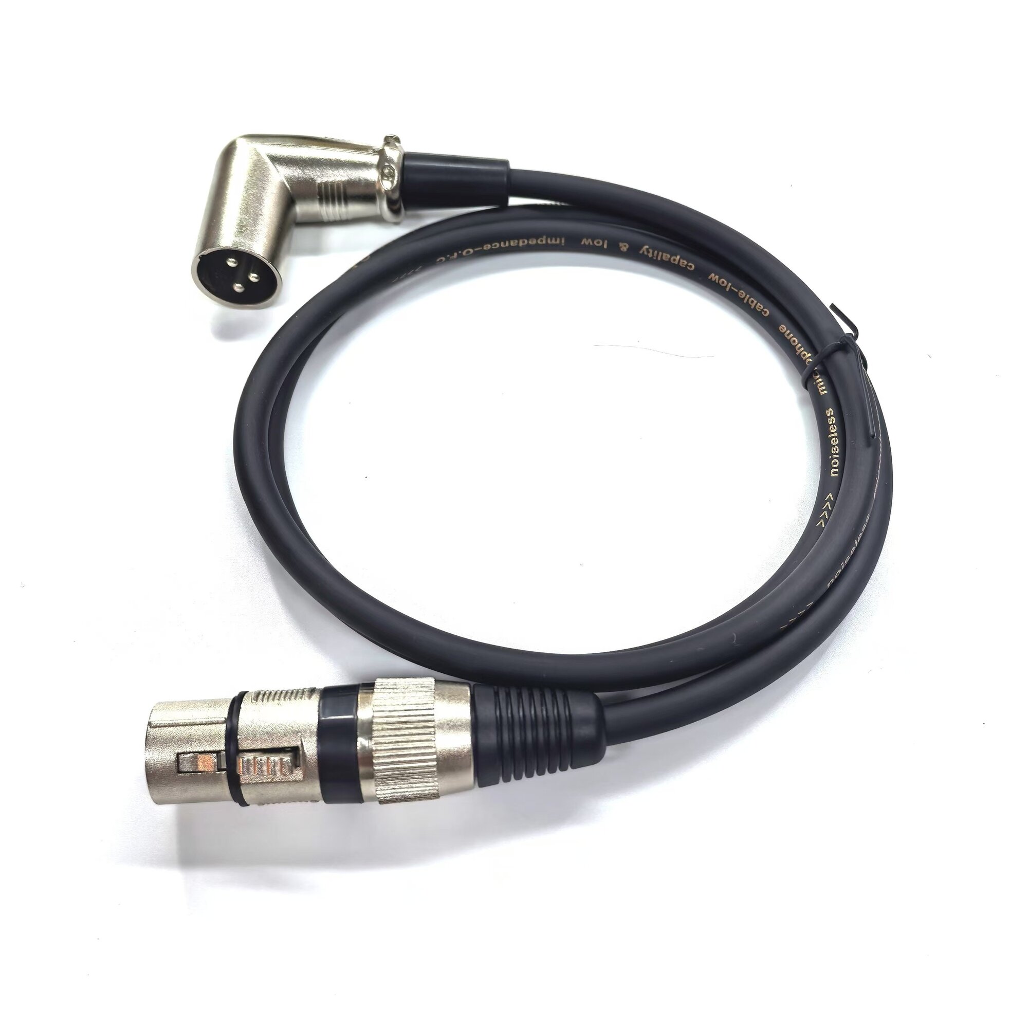 XLR аудиокабель 90 градусов, микрофонный кабель XLR male to female, 3-контактный балансный, прямой XLR female / изогнутый XLR male, 118.11 дюймов