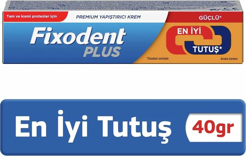 Fixodent Plus без аромата, клей для зубных протезов, сильная фиксация, 40 г