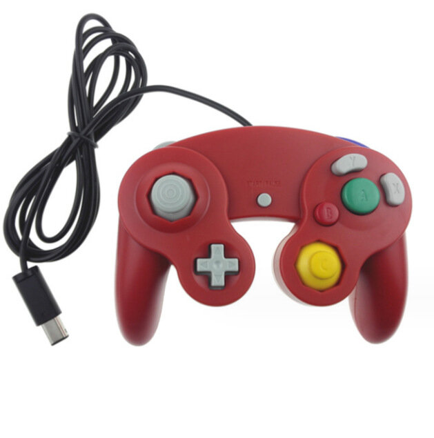 Nintendo GameCube Проводной игровой контроллер - Красный, Базовая версия для ретро-игр, Совместимость с консолью NGC
