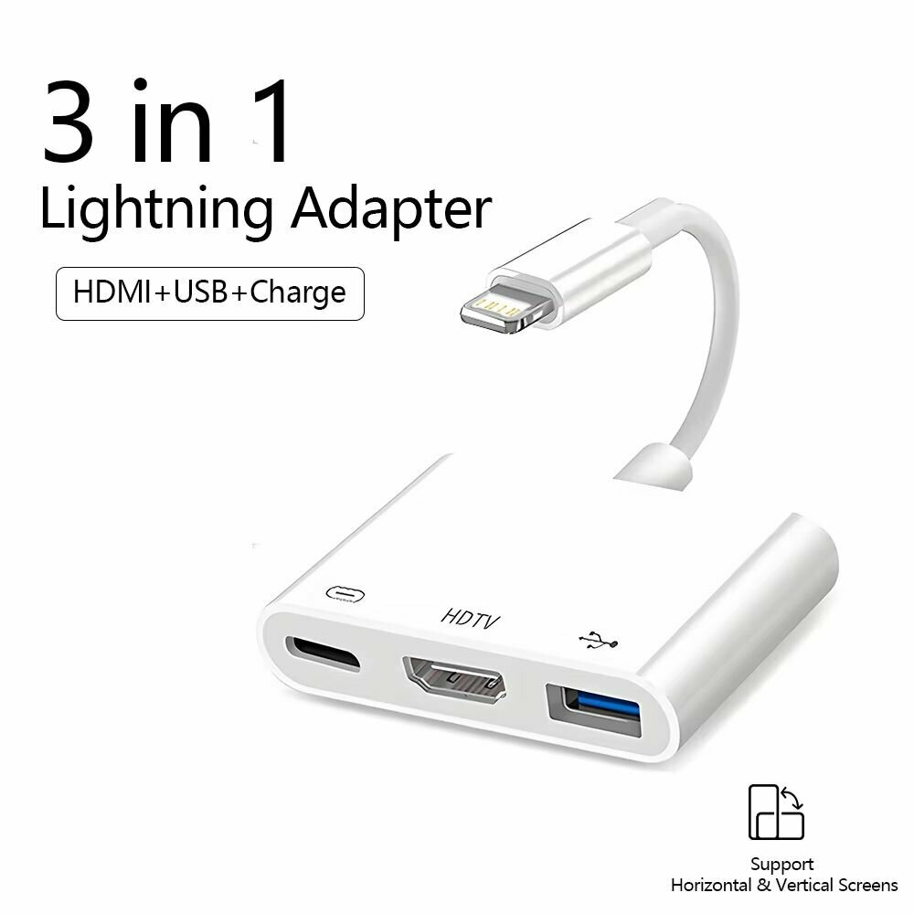 Byscoon Видеокабель Apple Lightning/HDMI, разноцветный кабель Lightning HDMI переходник Lightning HDMI шнур для видео