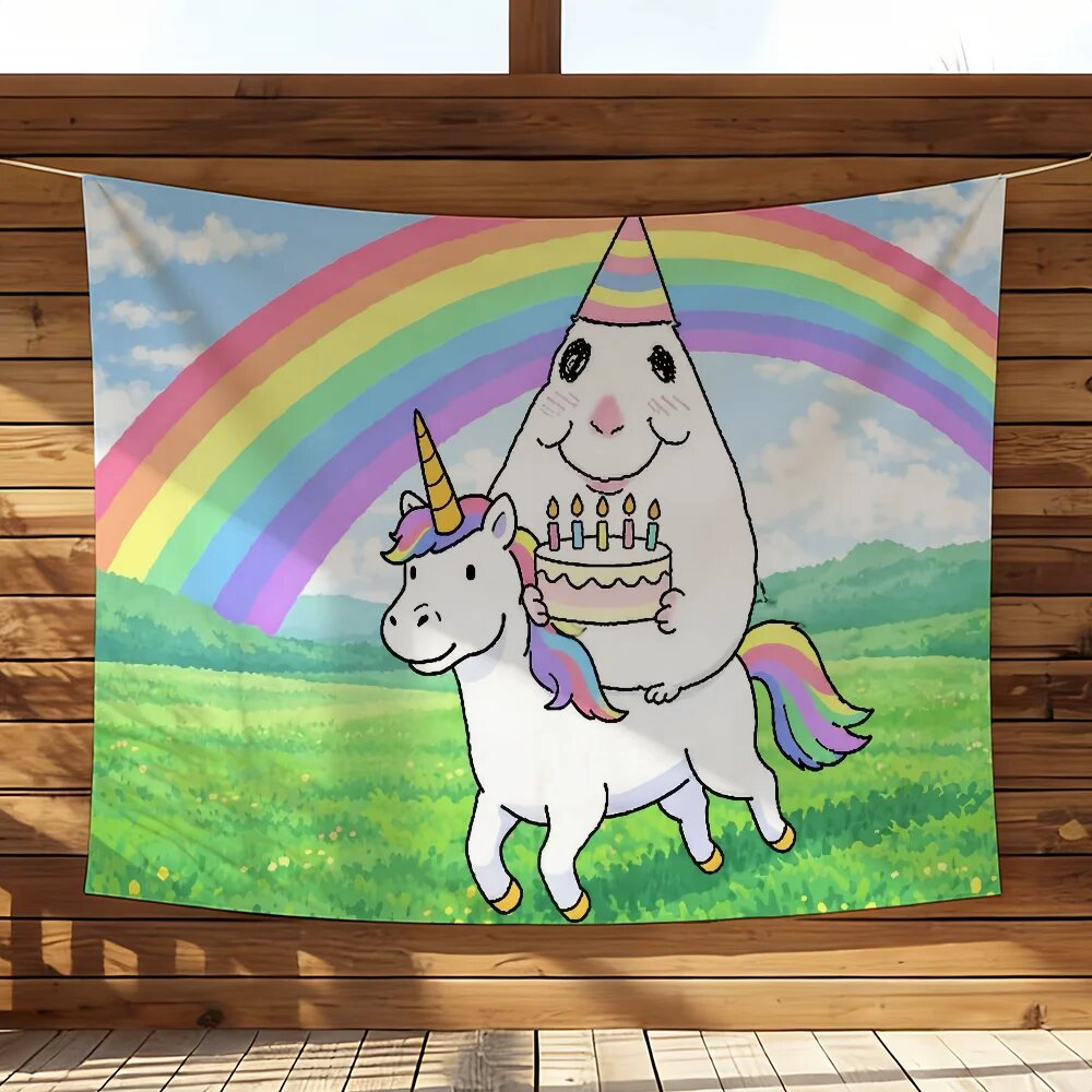 Радужный флаг с хомяком и единорогом QZ40x60CM, 1