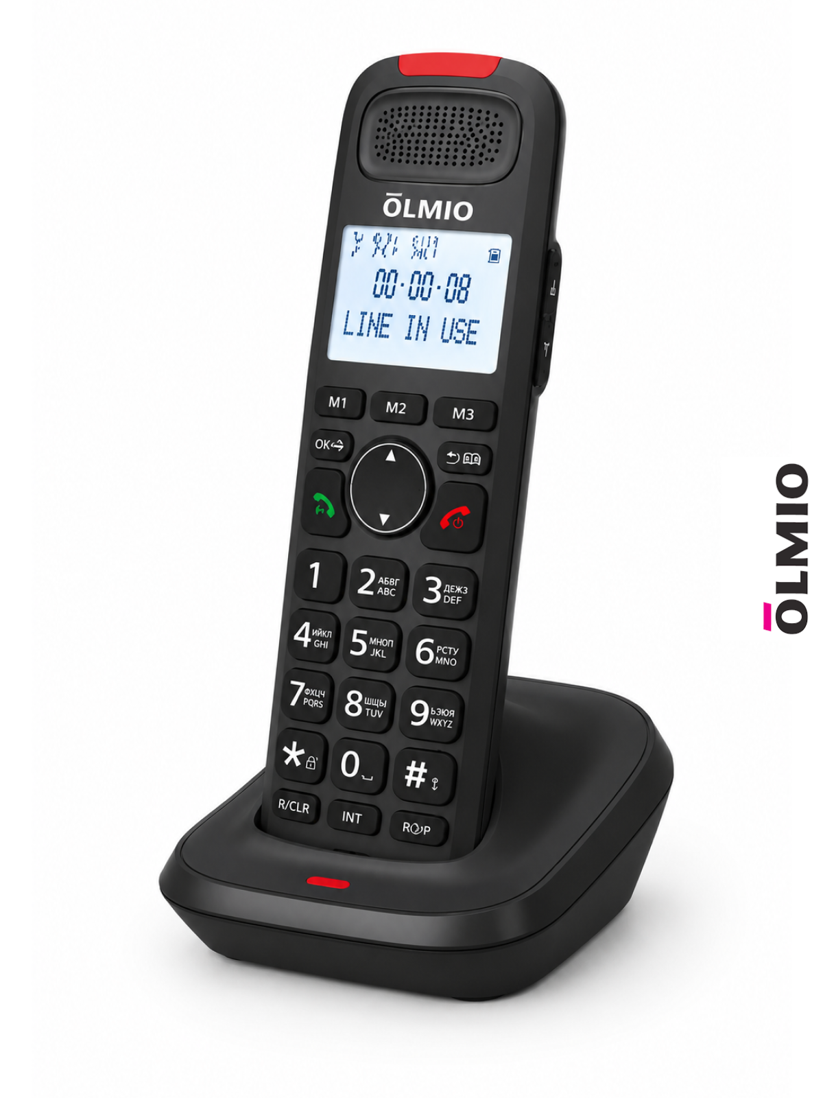 Радиотелефон DECT Olmio DP-04, для пожилых, громкий динамик, большие кнопки, черный