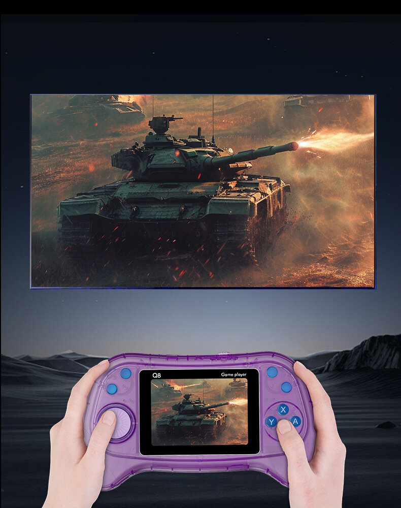 Q8 Ретро мини-портативная игровая консоль с 800 встроенными играми для одиночной игры, прозрачный фиолетовый