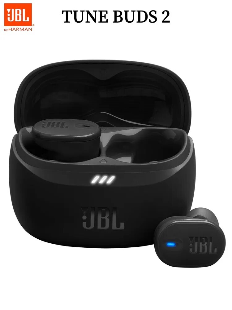 JBL Наушники беспроводные с микрофоном JBL Tune Buds 2, Bluetooth, черный матовый