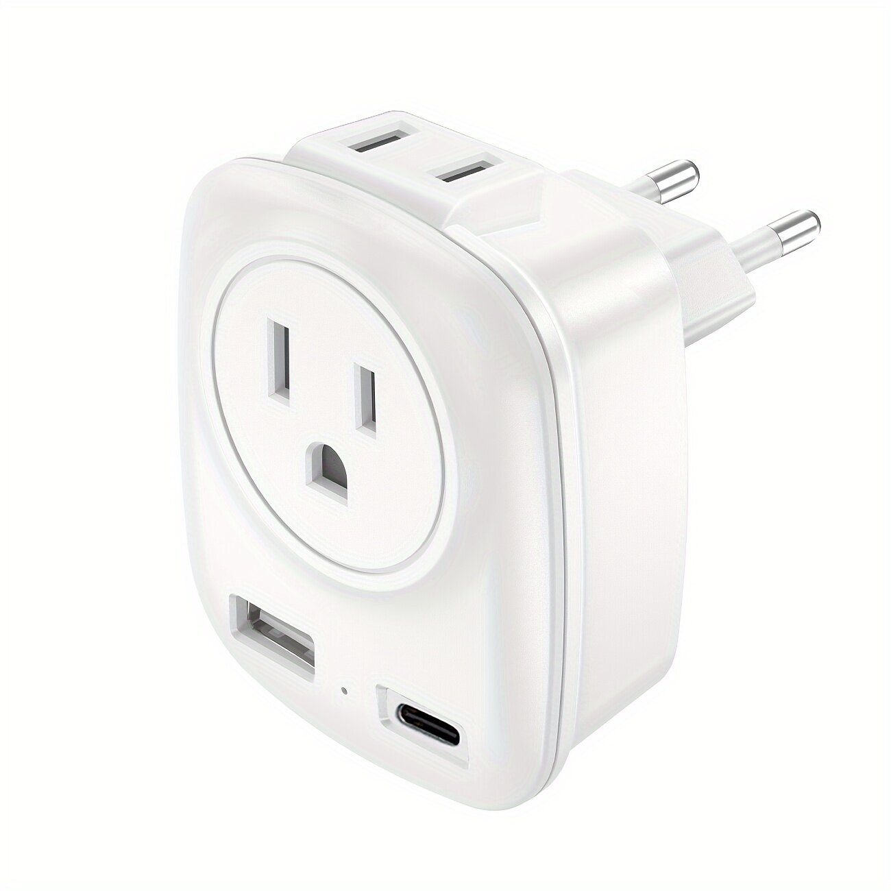 Дорожный переходник для европейских розеток с 2 USB-портами, 2 американскими розетками и разъёмом Type-C, 110-240 В, KSD079-20WA