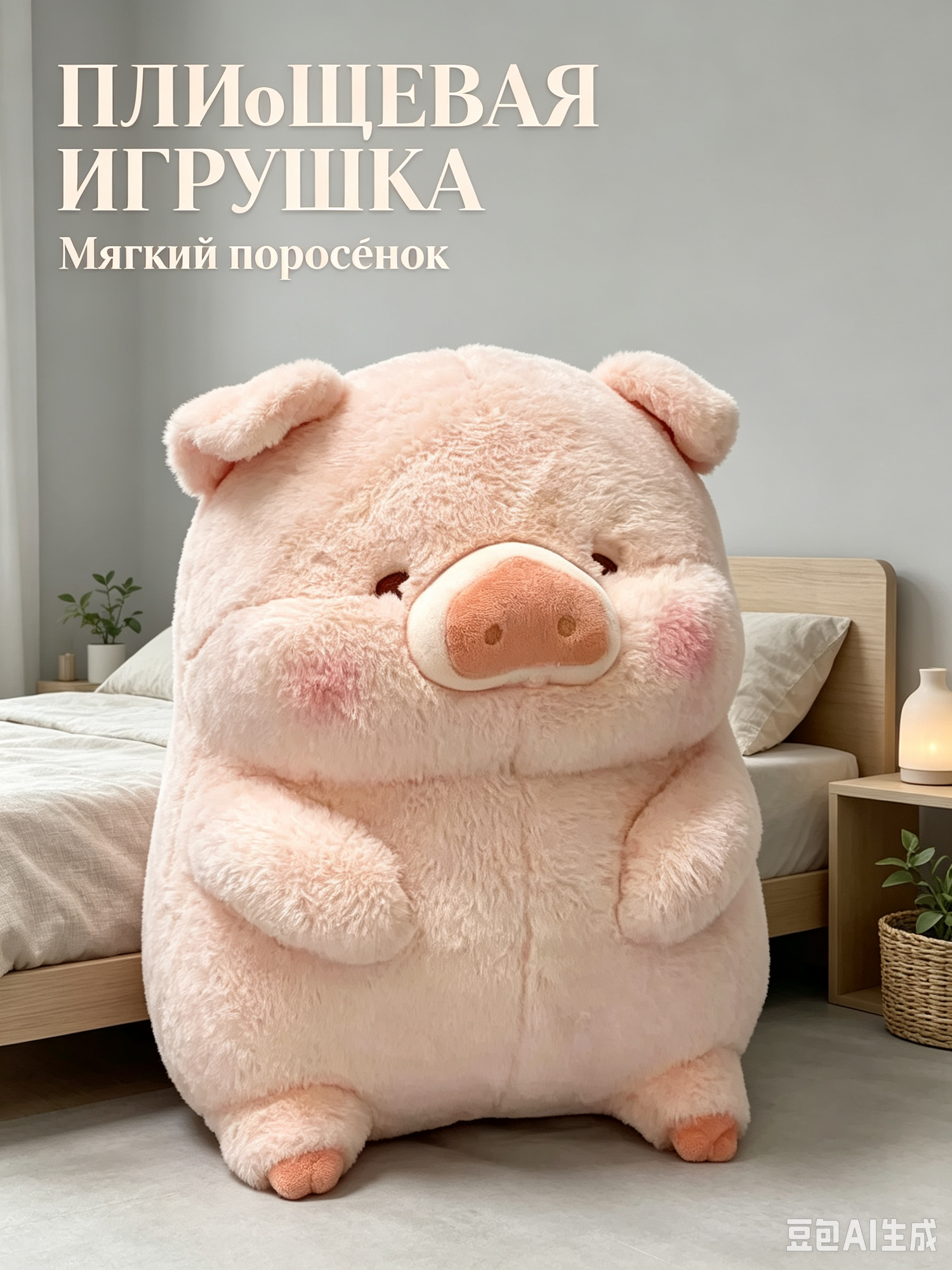 Плюшевая игрушка, розовая, высота 30 см, мягкая текстура, подходит для детей и взрослых