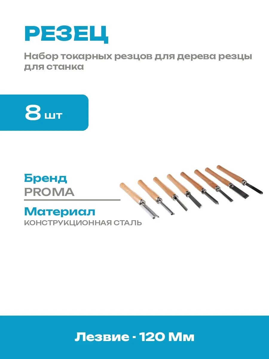 Набор резцов по дереву 8 предметов сталь для станка 240 мм