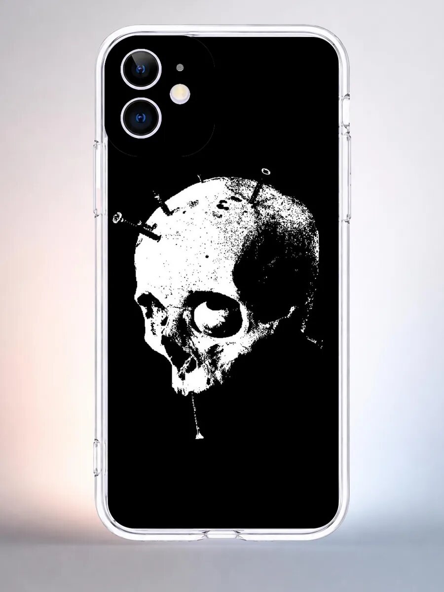 Чехол iPhone 11 череп с гвоздями силиконовый