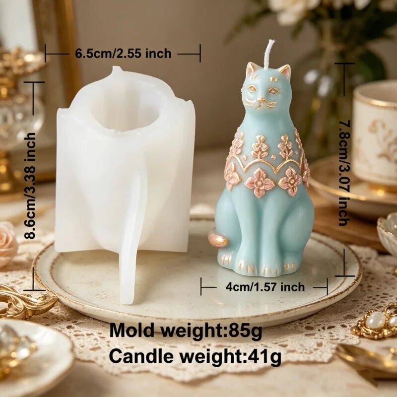 Силиконовые формы для свечей животные 3D набор 4 шт cat mold