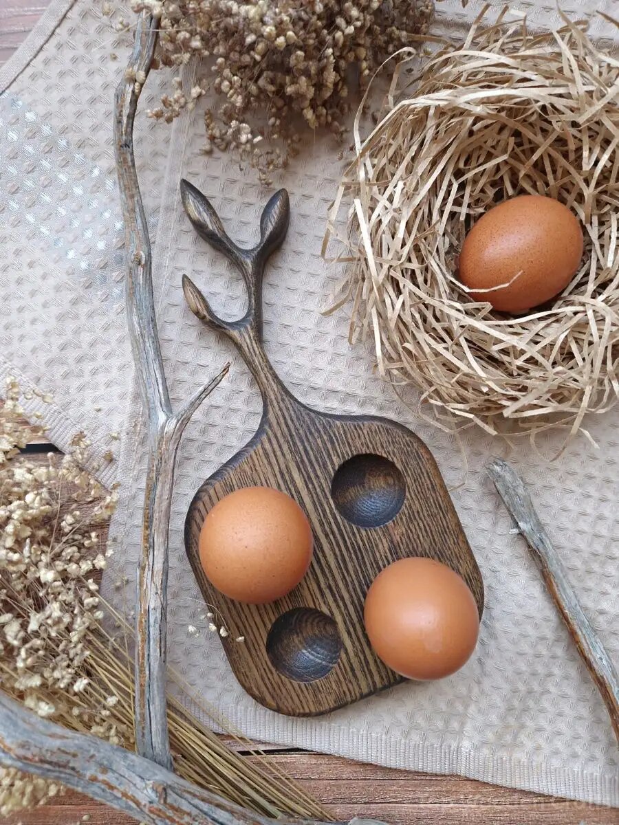 Сервировочная доска Top Wooden Crafts, дерево, ручная работа, для яиц и кулича