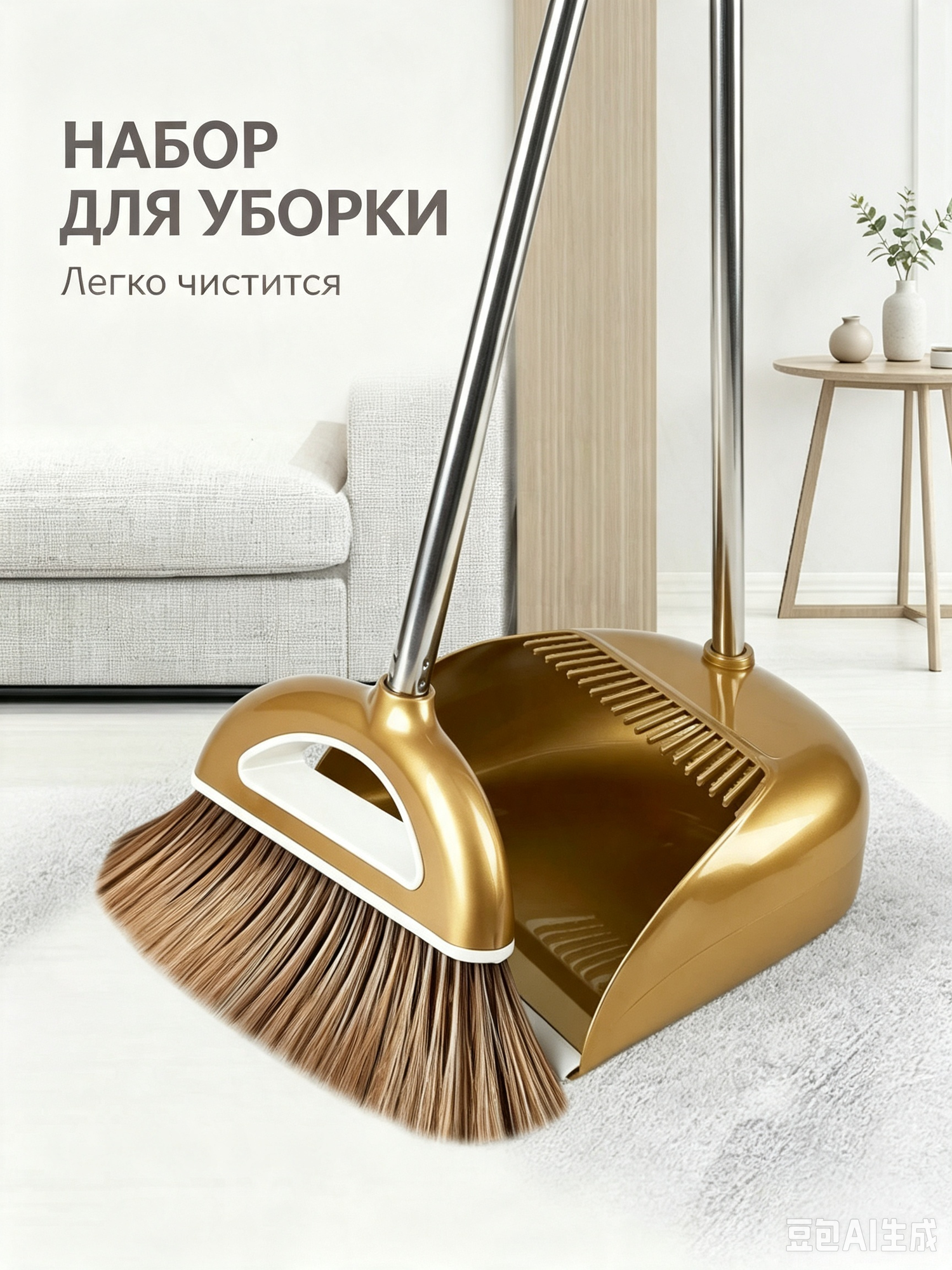 Веник-щетка с совком для уборки кухни и ванной, 1 комплекта, 90 см, эффективное удаление грязи и пыли