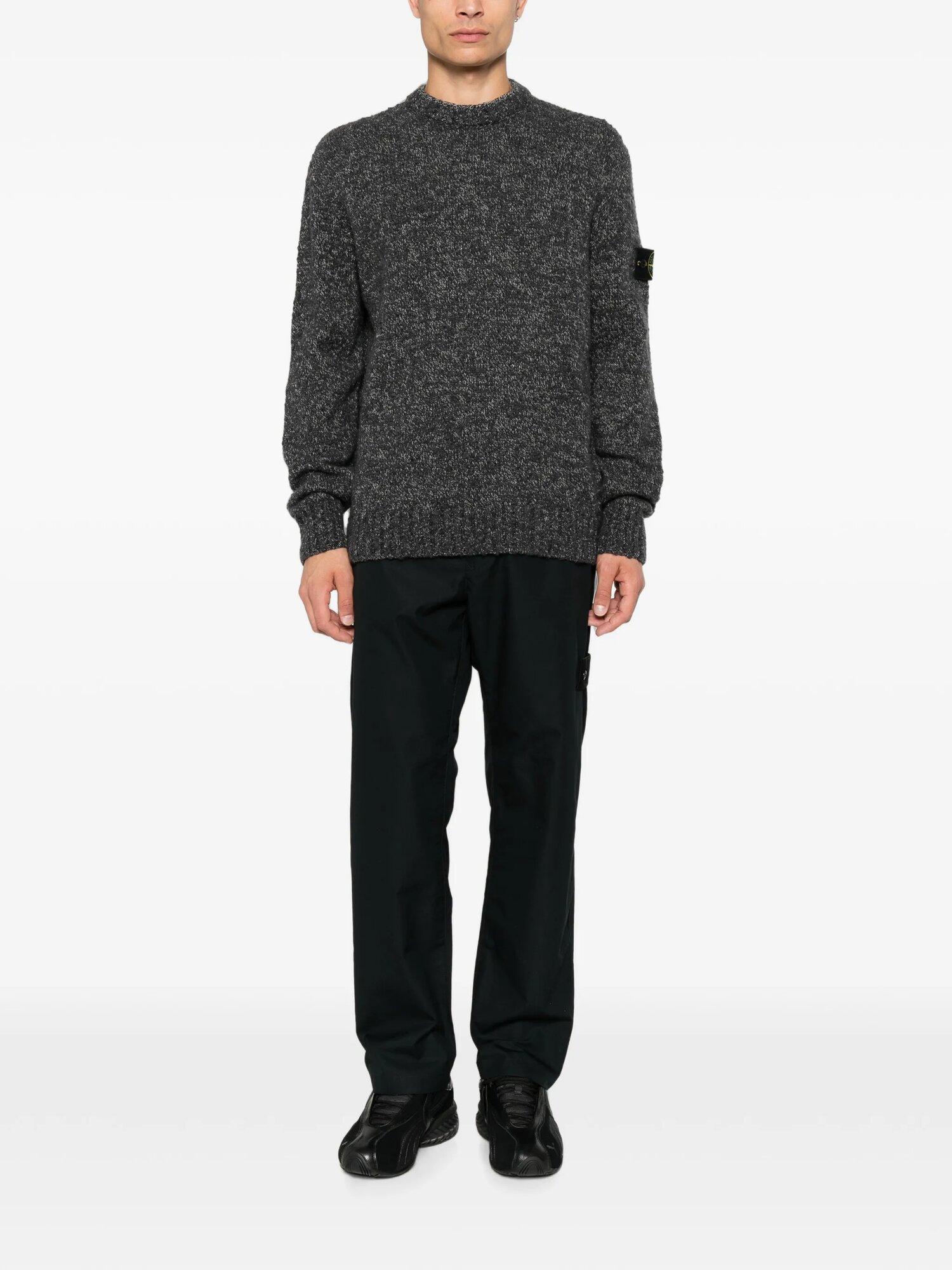Свитер Stone Island Logo-patch marl-knit sweater, размер 2XL, , grey — фото 1