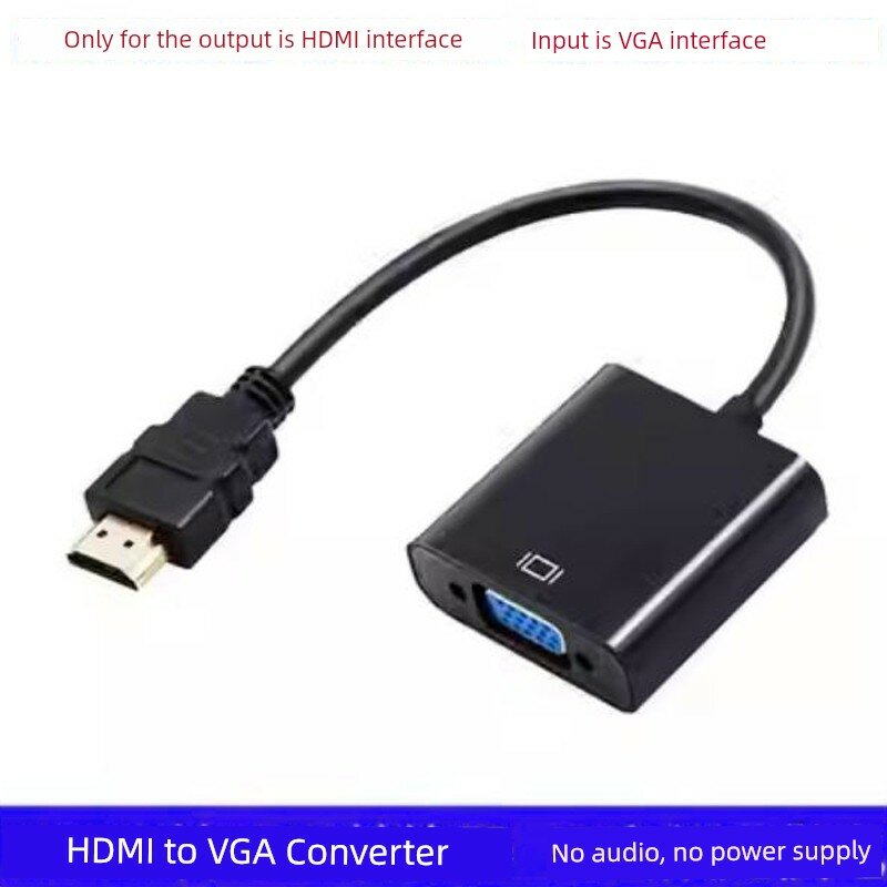 Черный переходник HDMI в VGA с необратимым направлением, длина кабеля 0,5 м, совместимость с мониторами