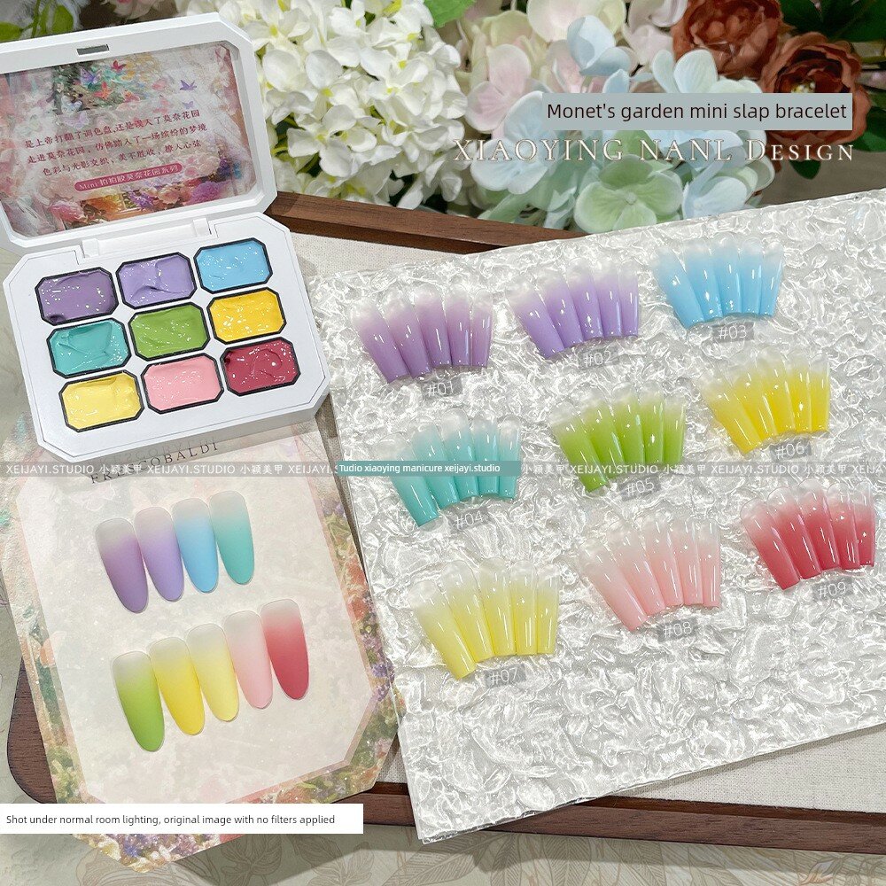 Monet Garden 9-цветная мини-средство без мытья для накладных ногтей, 2,5 г, с рисунком и градиентом для легкого
