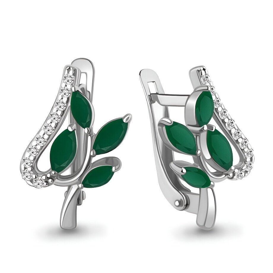 Серьги Яхонт, серебро, 925 проба, агат, фианит