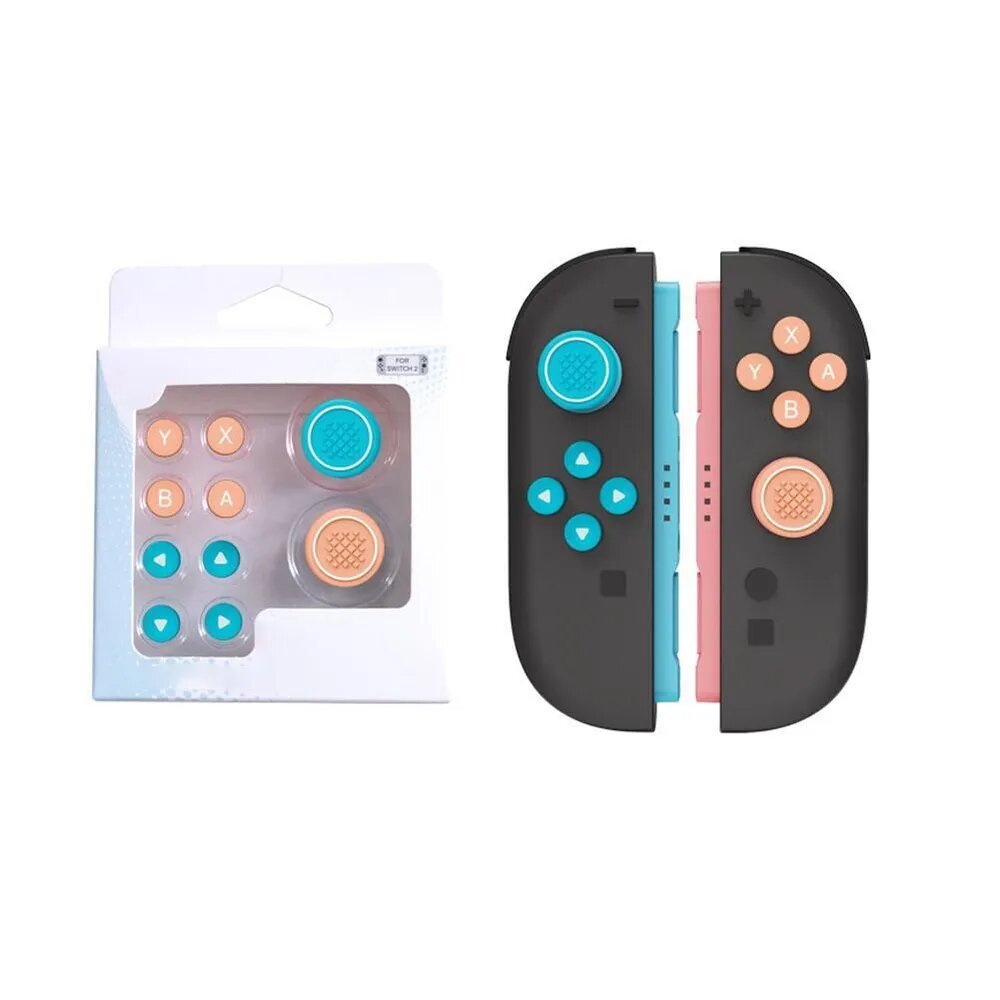 (2025) Аксессуары для контроллера Joy Con Nintendo Switch 2 NS2: силиконовые накладки на стики, колпачки джойстика, кнопки D-pad, клавиши ABXY, наклейки.