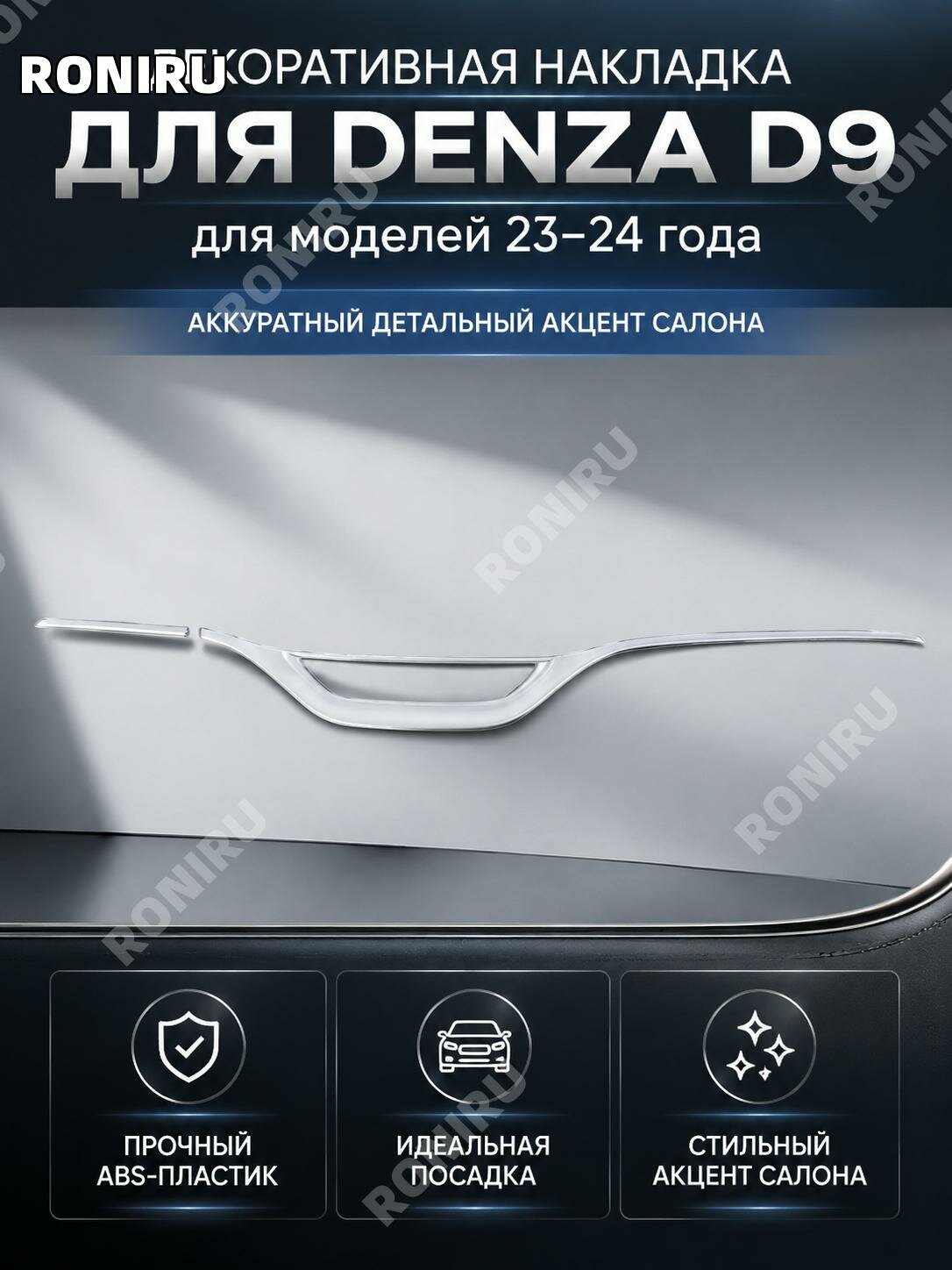 Панель управления кондиционером для Denza D92023-2024, ABS, серебристая