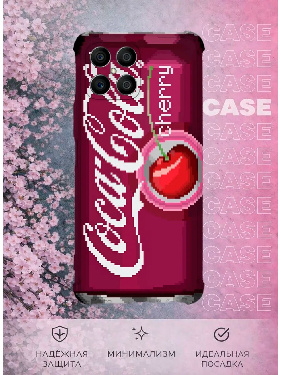 Чехол на Honor X8 с принтом Coca Cola Cherry