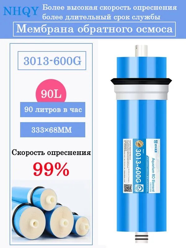 NHQY-3013-600/600GPD, Обратноосмотическая мембрана с высокой скоростью опреснения