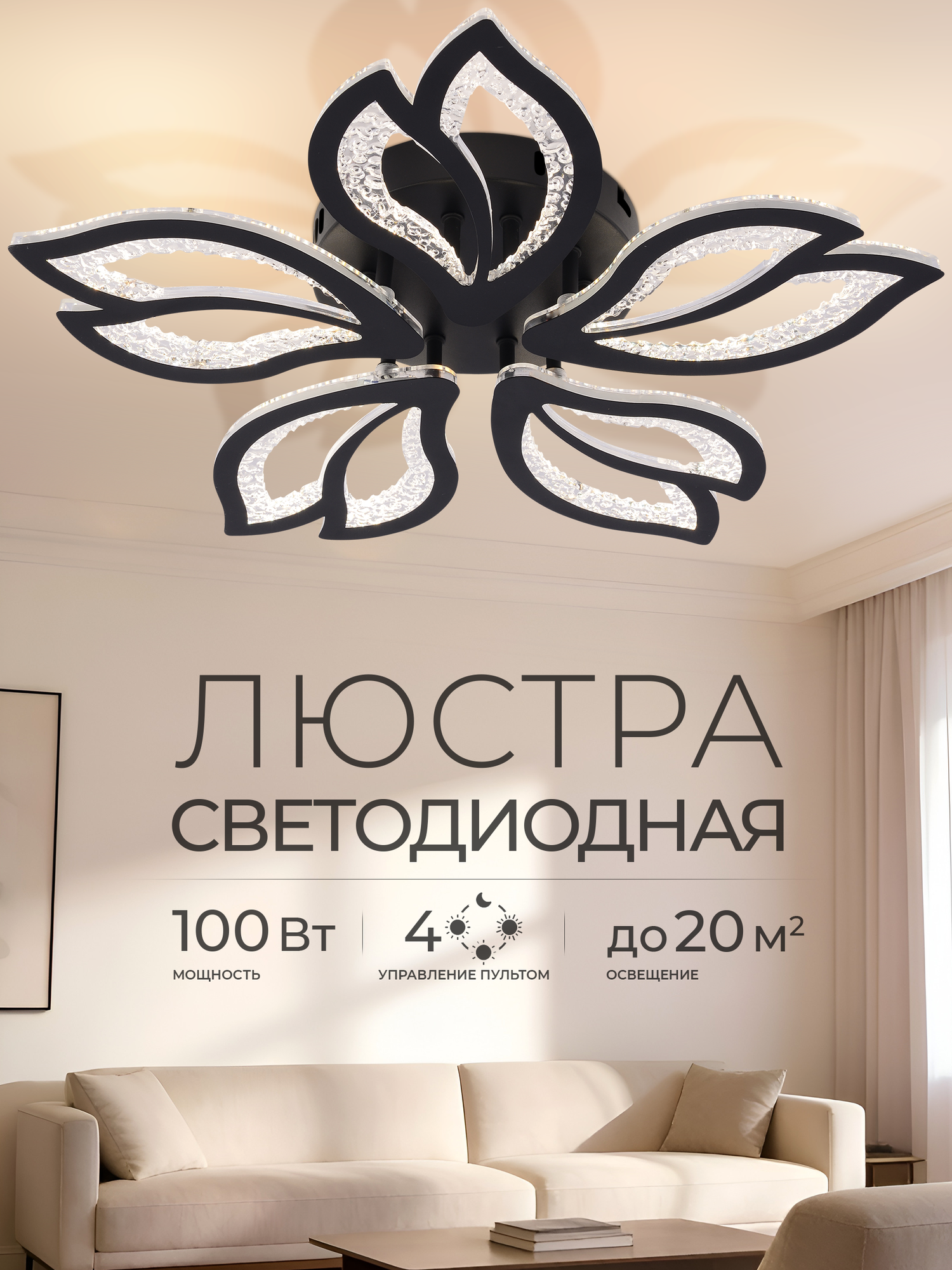 Люстра потолочная с пультом ASTREA/люстра потолочная светодиодная/ светильник потолочный светодиодный с ПДУ