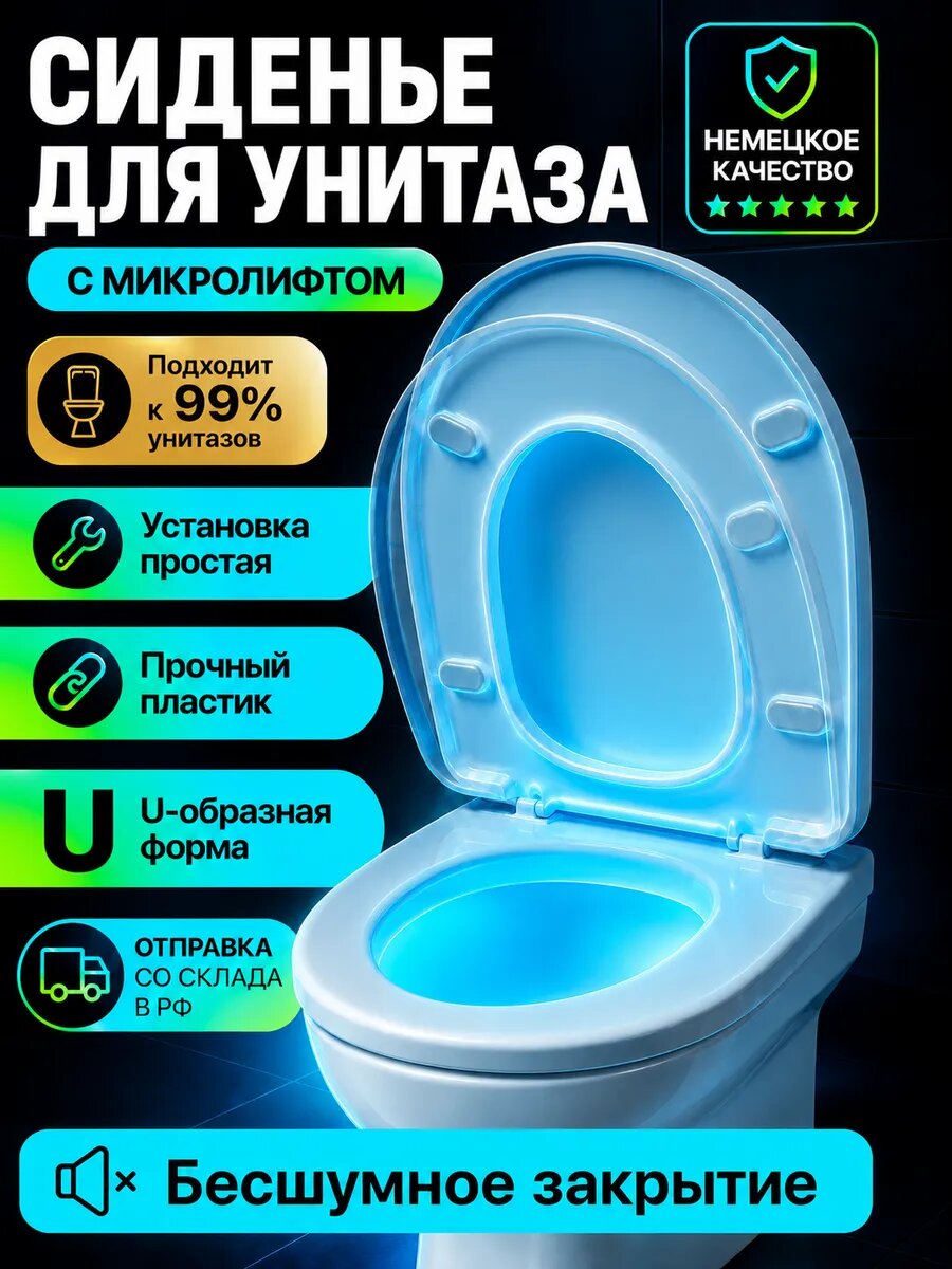 Сиденье крышка для унитаза с микролифтом универсальное