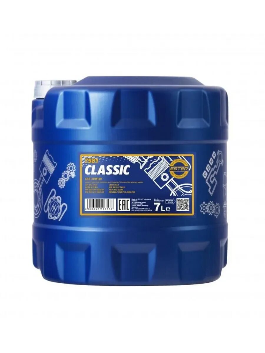 Mannol Classic 10w40 Api Sn/Cf Acea A3/B4 7л П/Синтетика SCT