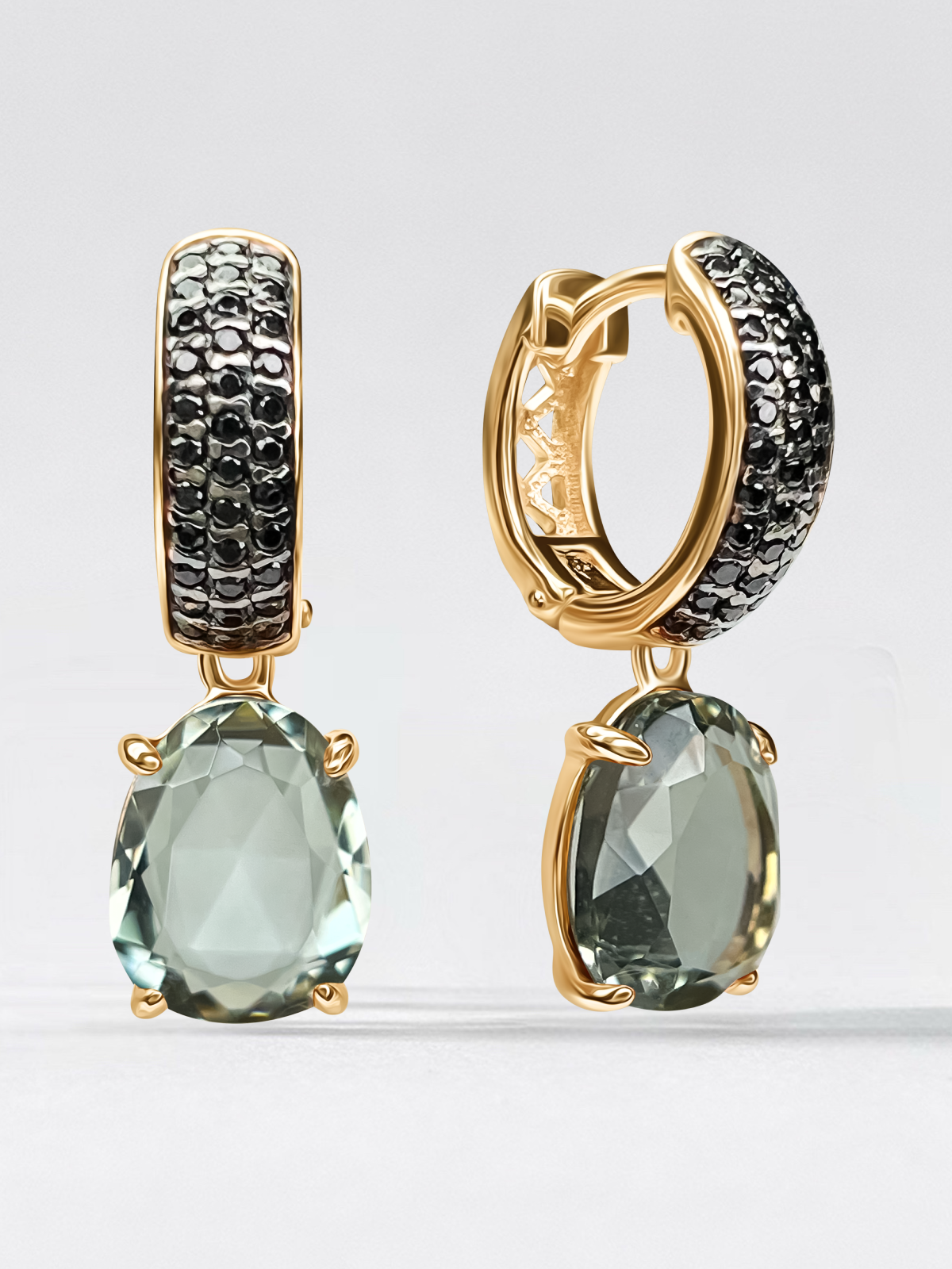 Серьги KAPLI jewelry, серебро, 925 проба, чернение, золочение, аметист