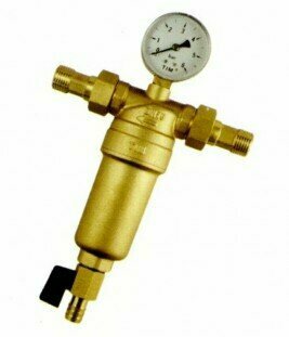 Фильтр промывной 1/2" с манометром, металлический корпус JH-1001