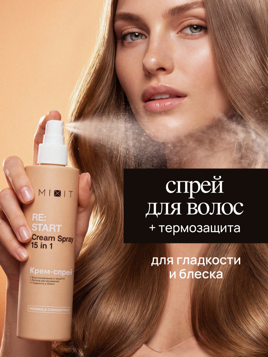 Крем-спрей 15в1 для волос MIXIT термозащита, антистатик и восстановление, 250 мл