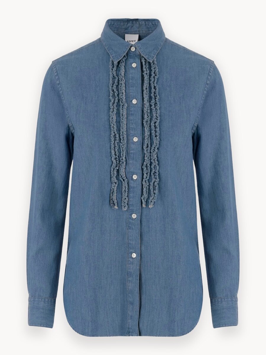 Рубашка Ruffled-detail denim shirt