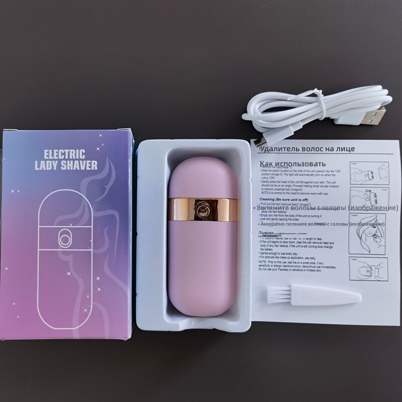 Женская электрическая бритва и эпилятор, беспроводная, с USB-зарядкой и литиевой батареей, со стальным лезвием, компактная, для бикини, рук, ног и подмышек, розовая