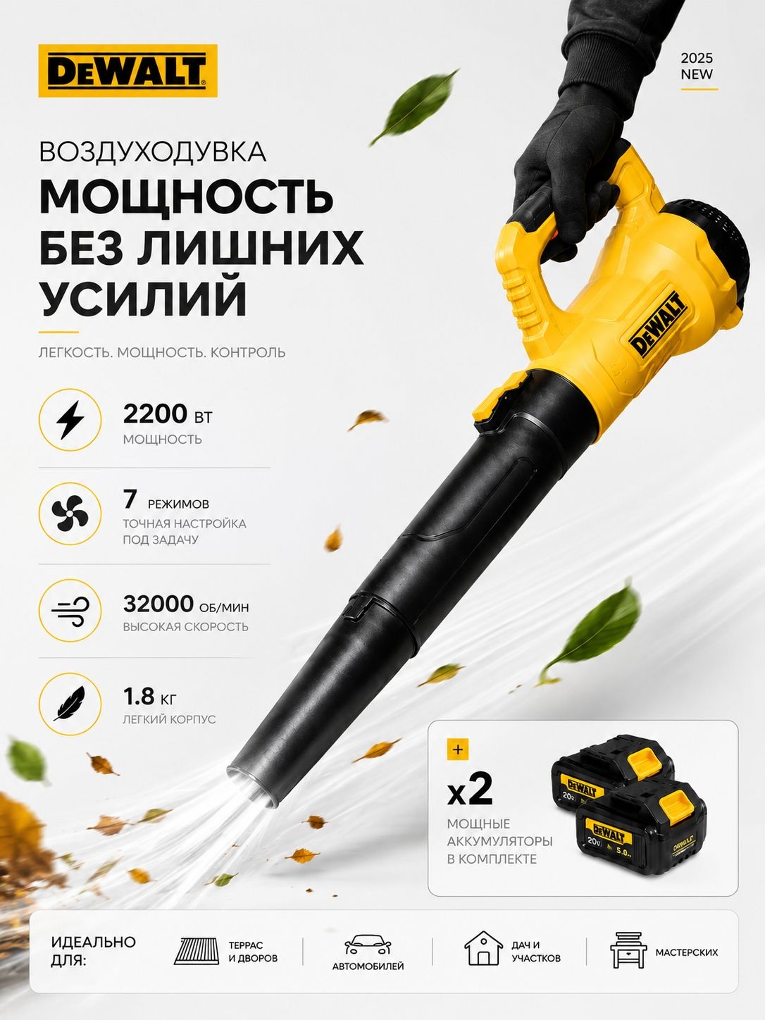 Воздуходувка аккумуляторная садовая