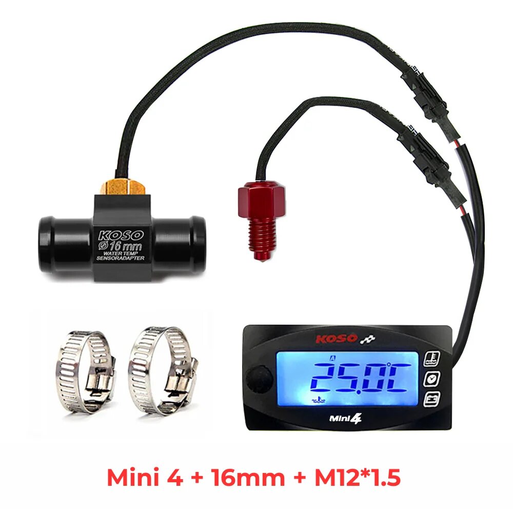 KOSO Mini 4-в-1 Термометр для мотоцикла 16mm M12x1.5
