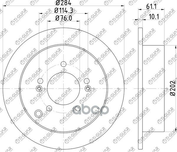 Диск тормозной /задний /TI-GUAR для KIA Sportage 2006 Hyundai ix35 2009 Santa Fe 2000 Tucson 2004; 284/10мм; TG-58411-3A300 R.
